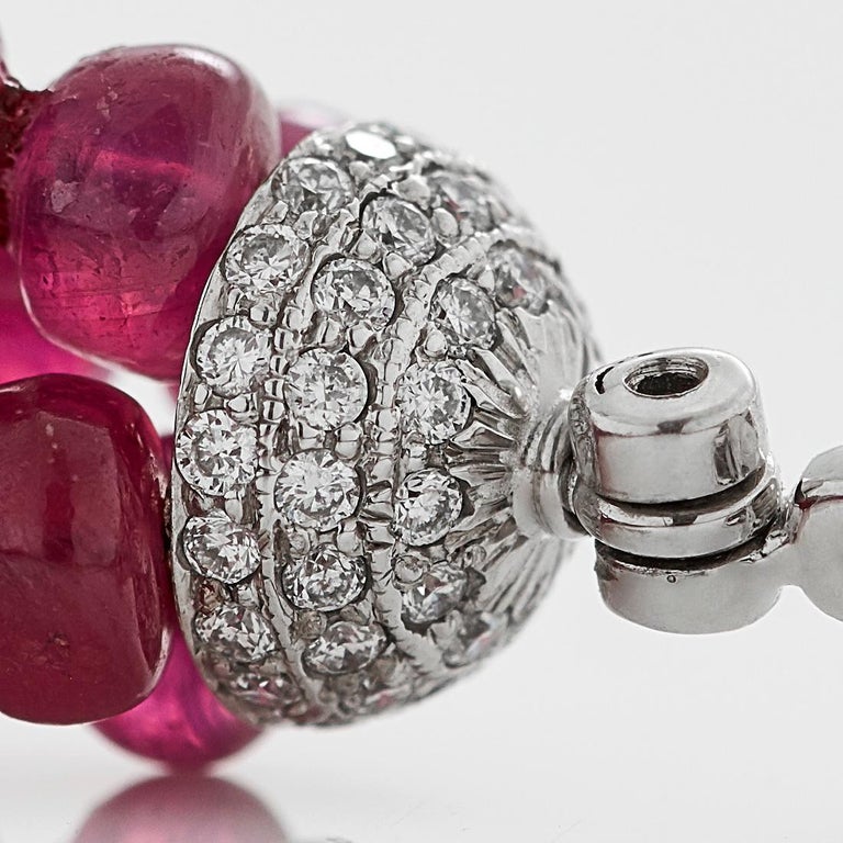 Garrard 'Red Rose' 18 Karat White Gold White Diamond Ruby Necklace For ...