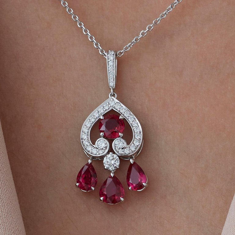 Garrard 'Regal Cascade' 18 Karat White Gold White Diamond and Ruby ...