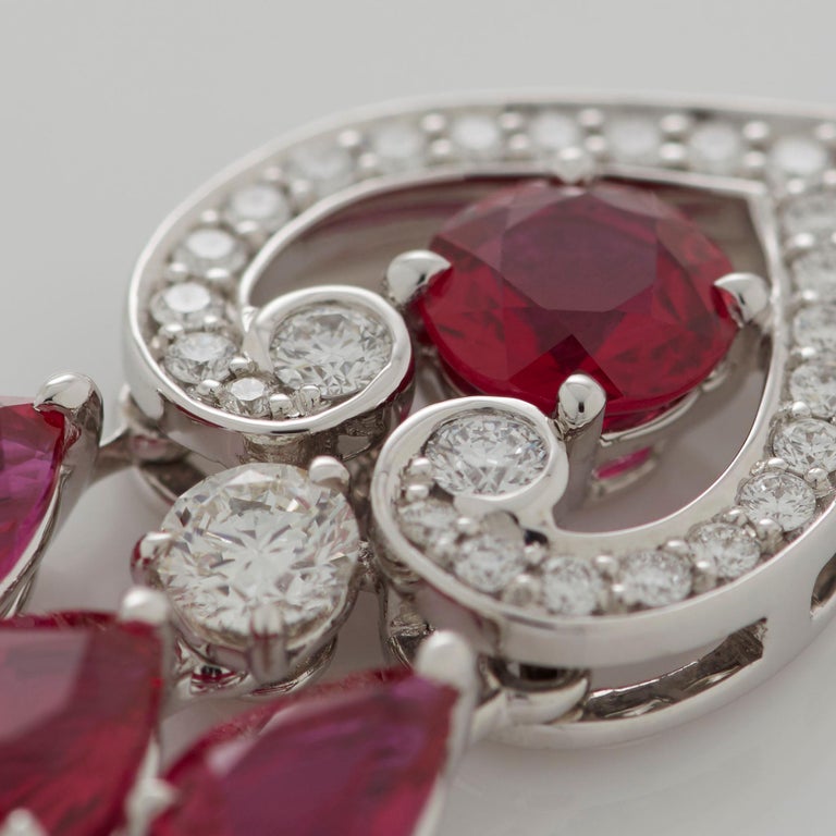 Garrard 'Regal Cascade' 18 Karat White Gold White Diamond and Ruby ...