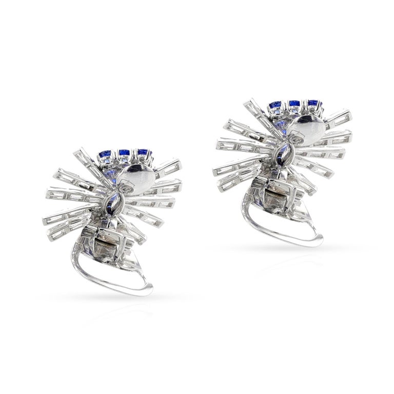 Garrard Sapphire and Diamond Earrings, 18k White For Sale at 1stDibs