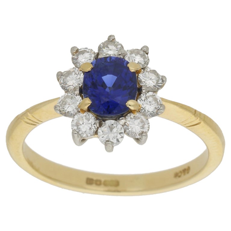 Garrard Sapphire Diamond Cluster Ring at 1stDibs | sapphire and diamond ...
