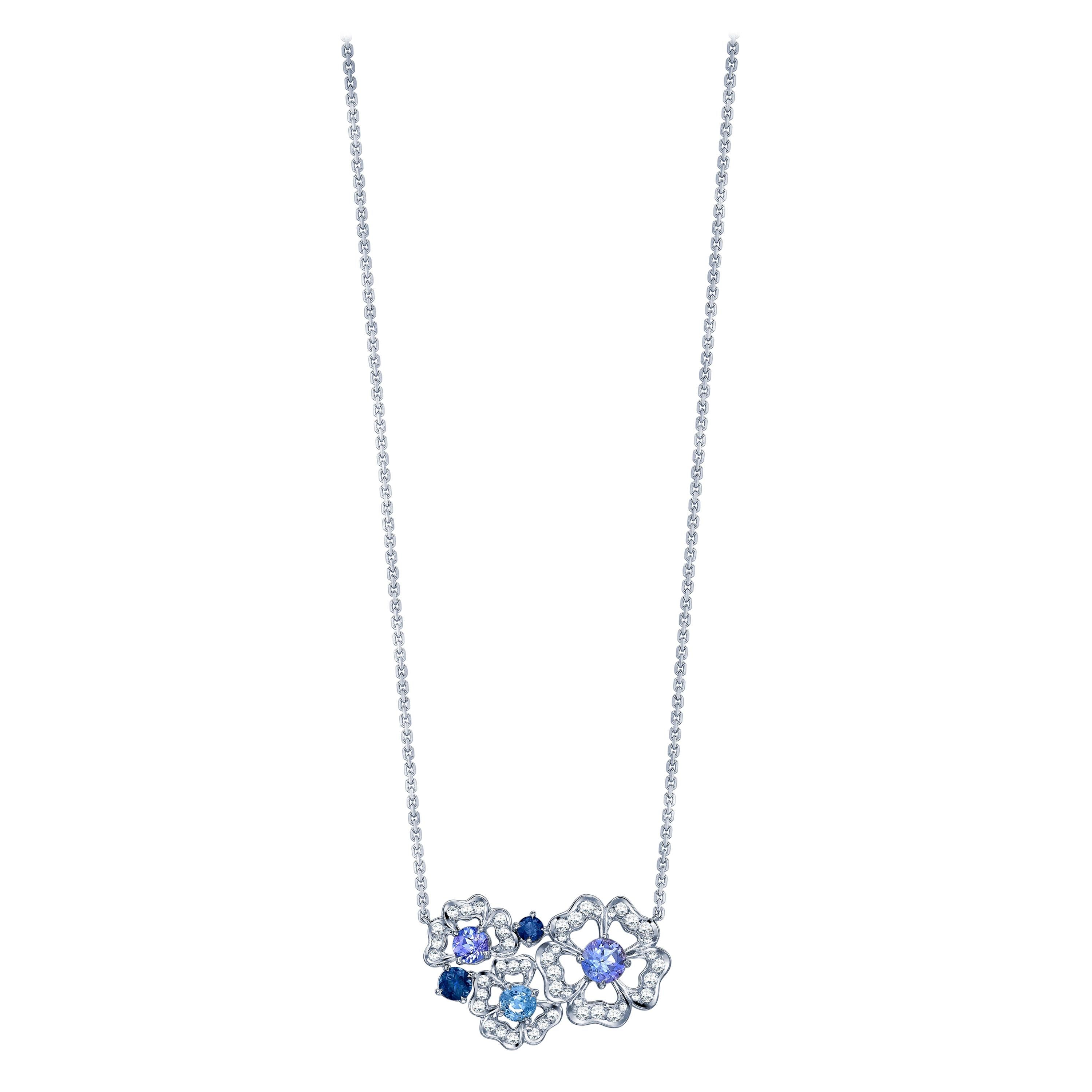 Garrard 'Tudor Rose Petal' 18 Karat Gold Diamond and Blue Sapphire ...