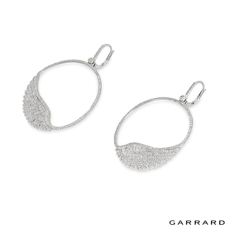 Garrard White Gold Wings Classic Diamond Earrings For Sale at 1stDibs