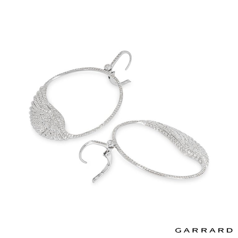Garrard White Gold Wings Classic Diamond Earrings For Sale at 1stDibs