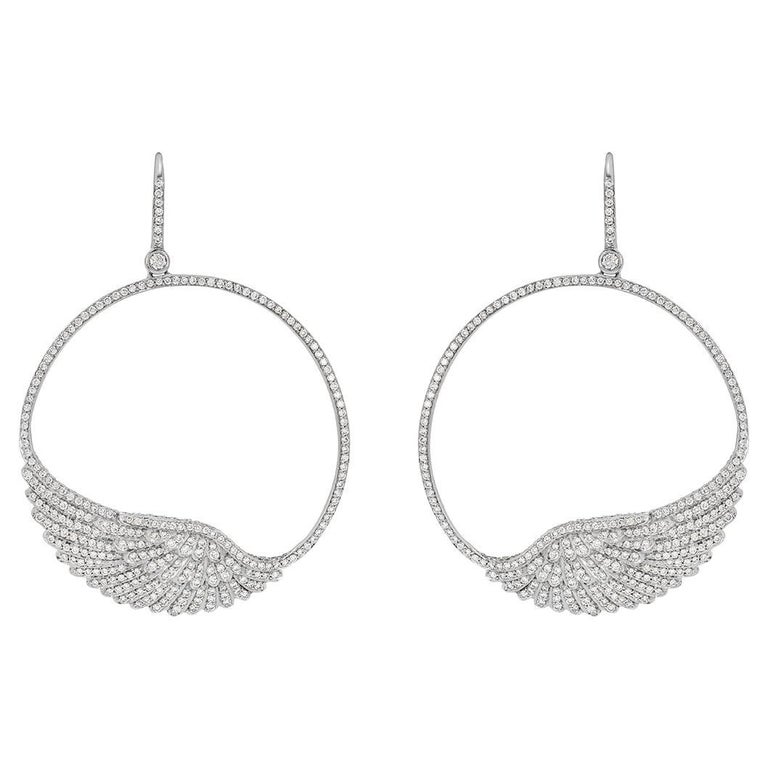 Garrard White Gold Wings Classic Diamond Earrings For Sale at 1stDibs