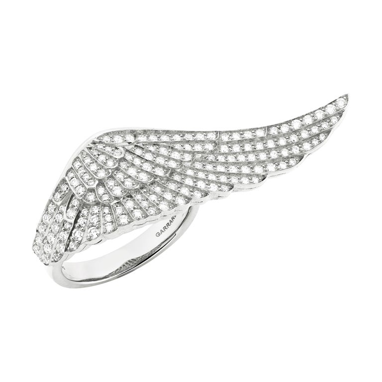 Garrard 'Wings Classic' 18 Karat White Gold White Diamond Large Ring ...