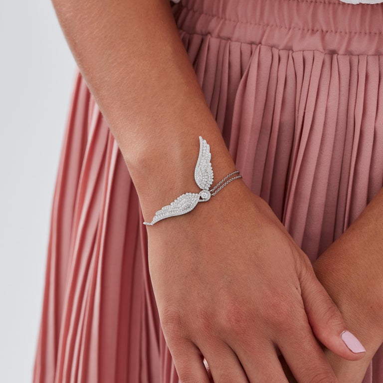 Garrard 'Wings Classic' 18 Karat White Gold White Diamond Double Wings ...