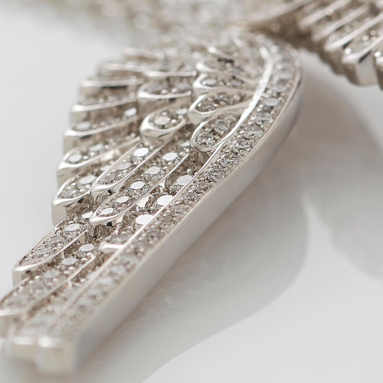Garrard 'Wings Classic' 18 Karat White Gold White Diamond Double Wings ...