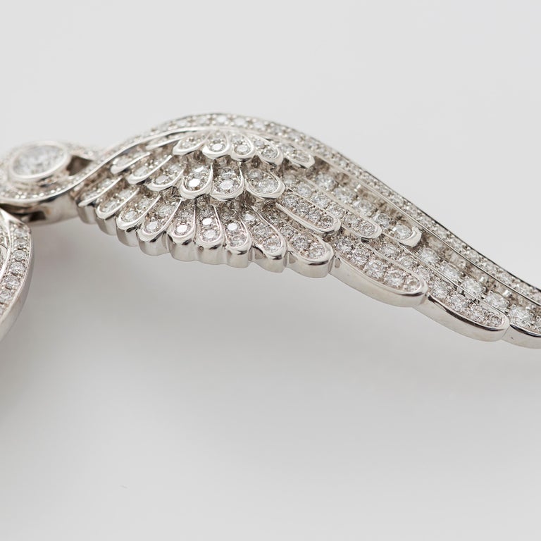 Garrard 'Wings Classic' 18 Karat White Gold White Diamond Double Wings ...