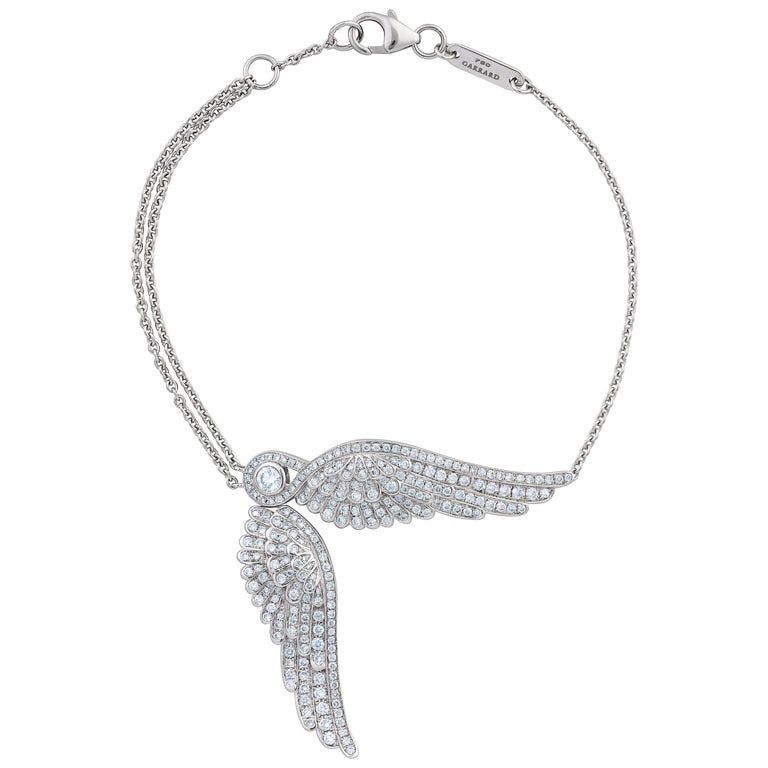 Garrard 'Wings Classic' 18 Karat White Gold White Diamond Double Wings ...