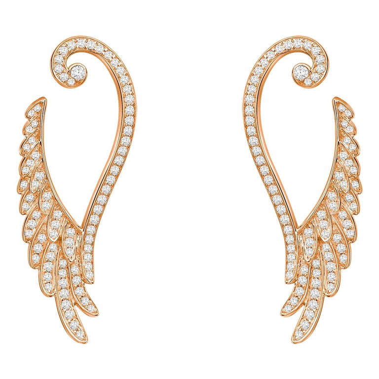 Garrard 'Wings Embrace' 18 Karat Rose Gold and White Diamond Open ...