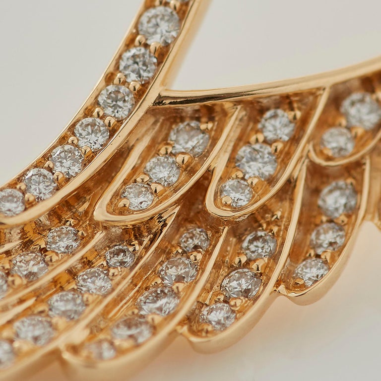 Garrard 'Wings Embrace' 18 Karat Yellow Gold and White Diamond Earrings ...