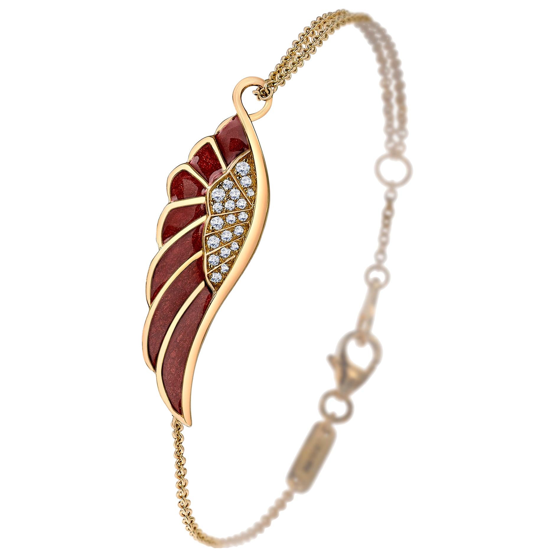 Garrard 'Wings Reflection' 18 Karat Gold White Diamond and Enamel ...