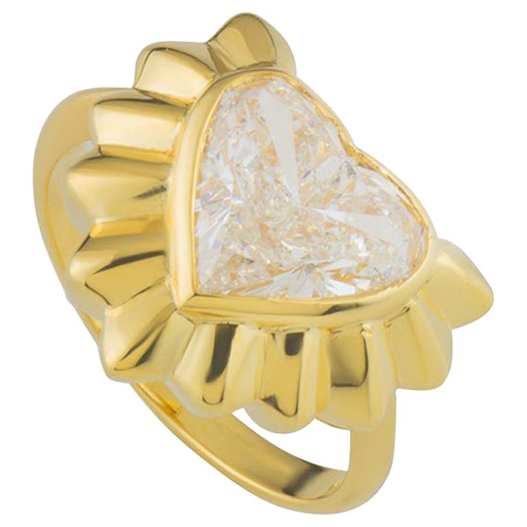 Garrard Yellow Gold Heart Shaped Diamond Engagement Solitaire Ring 2.68 ...