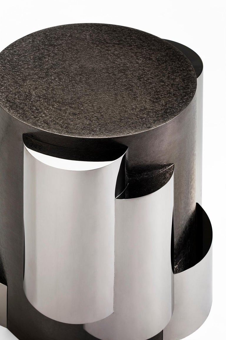 Garrido Cilindros Side Table in Anthracite Nickel Finish For Sale at 1stDibs