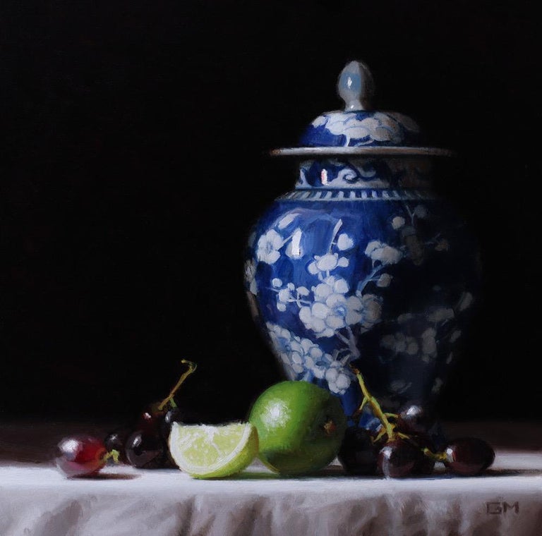 Garry Morrow - Blue Vase with Fruit - contemporary impressionist still ...