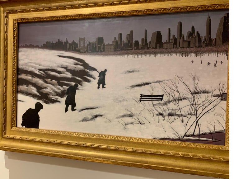 Gary Erbe Original Oil on Canvas under Glass in a Lowy Gilt Frame ...