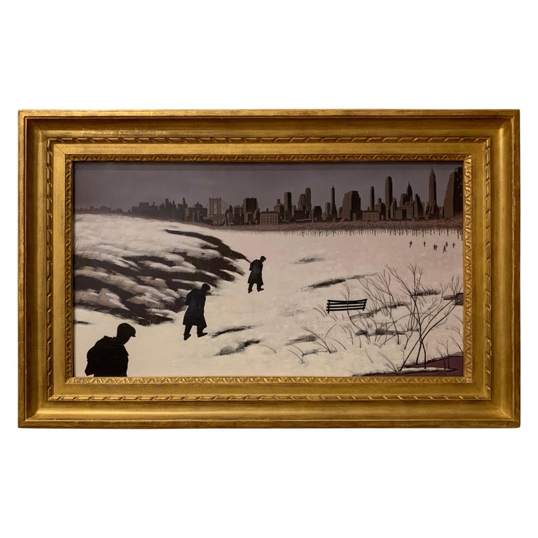 Gary Erbe Original Oil on Canvas under Glass in a Lowy Gilt Frame ...