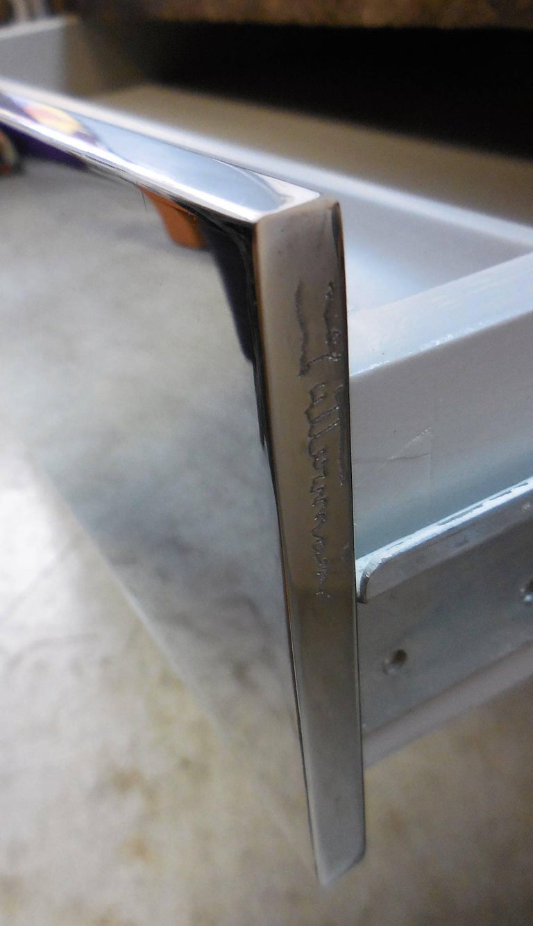 Gary Gutterman Polished Stainless Steel and Natural Hide Waterfall Desk ...