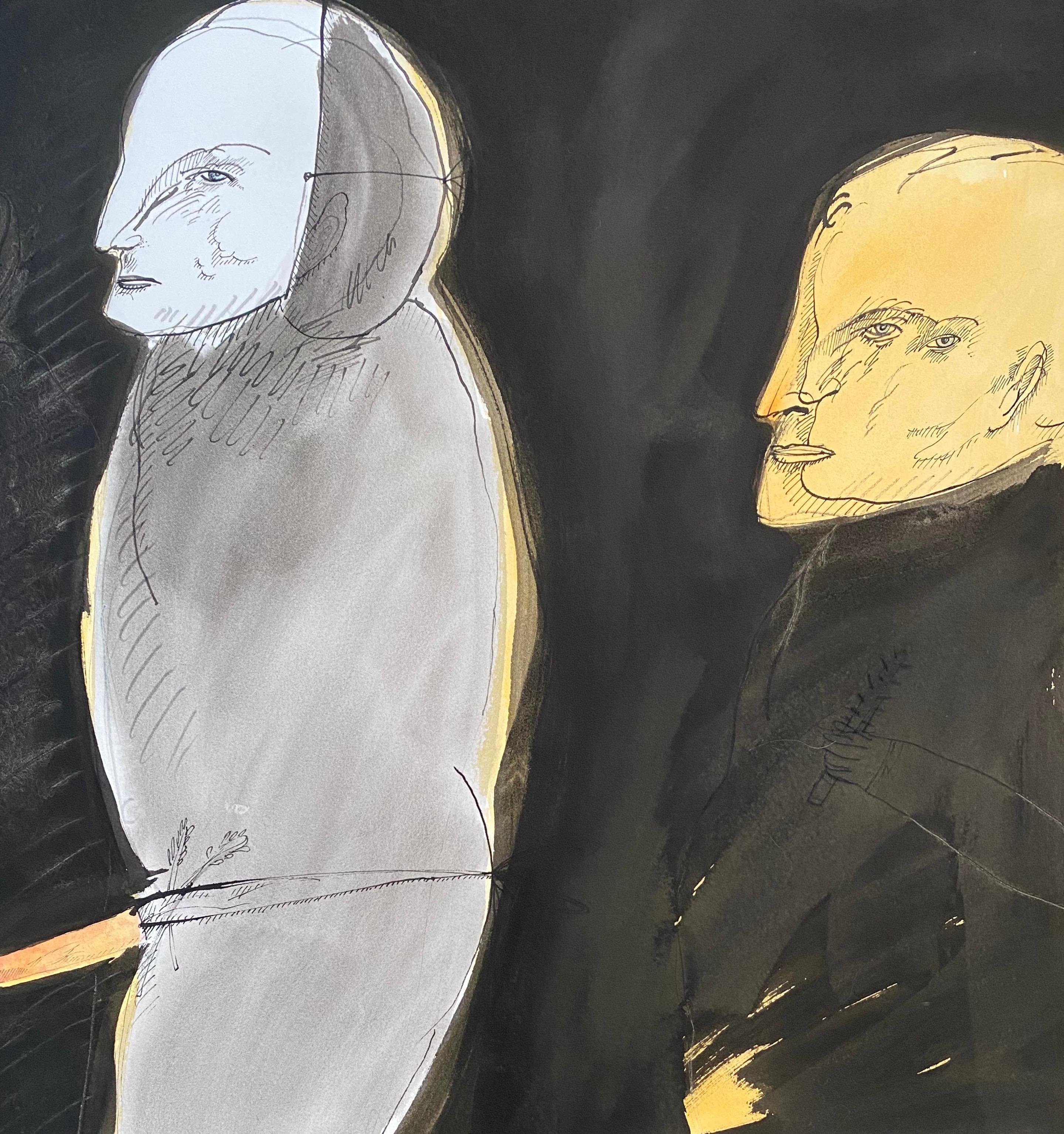 Gary Hansmann - Modern Figurative Surrealism Watercolor, Drawing - "The ...