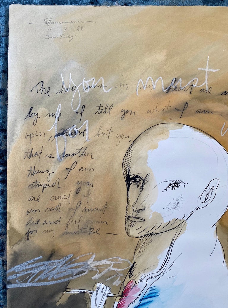 Gary Hansmann - Modern Figurative Surrealism Watercolor, Drawing - "You ...