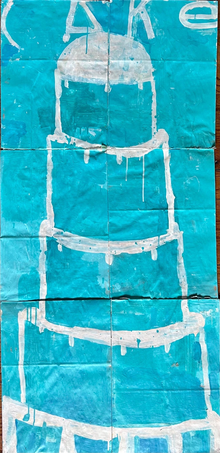 Gary Komarin - Cake Stacked: White on Turquoise For Sale at 1stDibs