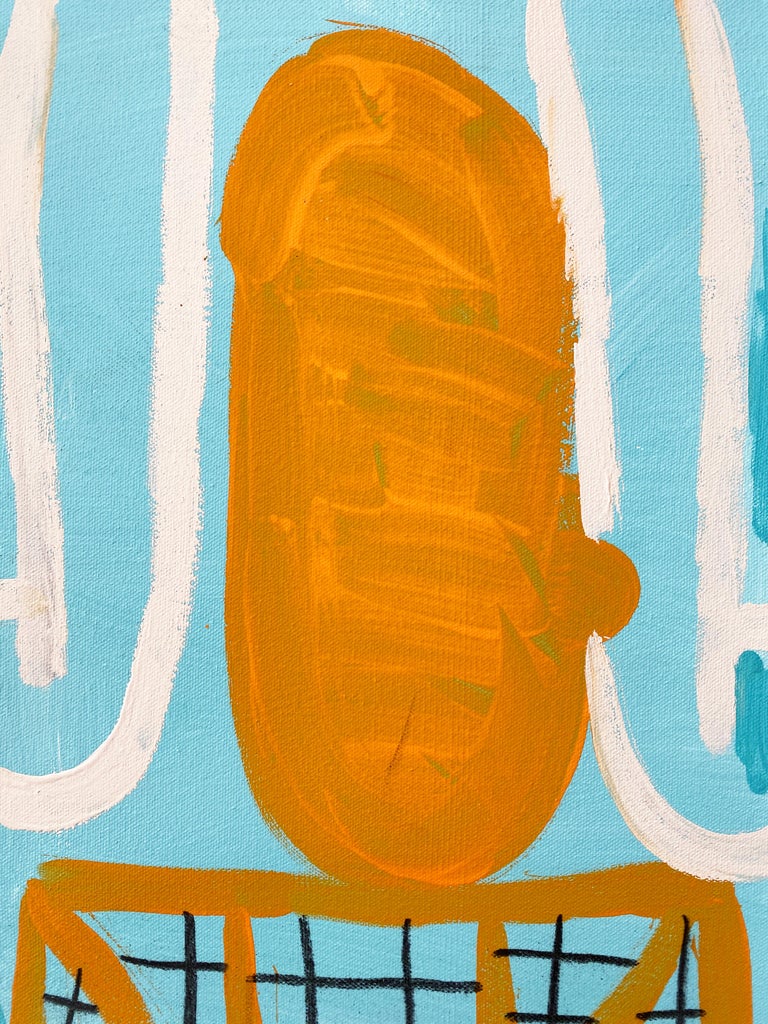 Gary Komarin - Mixed Media Painting by Gary Komarin 'The French Wig (blue)' For Sale at 1stDibs