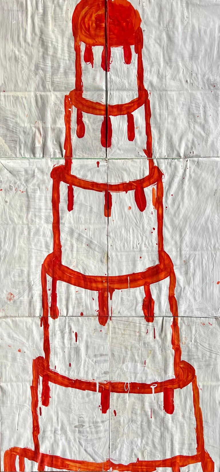 Gary Komarin - Red Cake Stacked on White For Sale at 1stDibs
