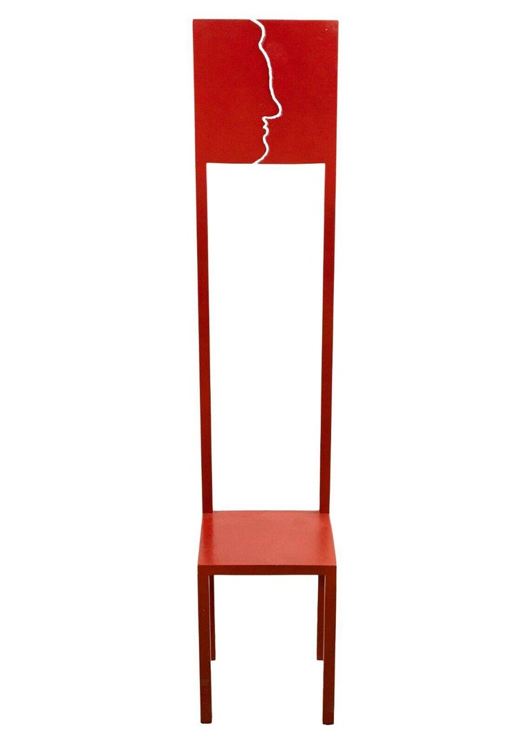 Gary Kulak Small Red Painted Bronze Decorative Fine Art Chair 1987 ...