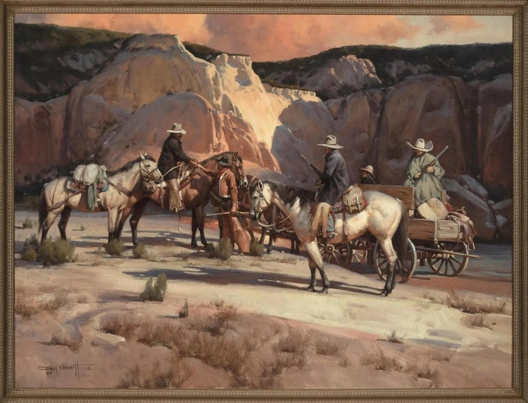 Gary Niblett - "STRANGER ON THE RIO GRANDE" WESTER SCENE 39X51 FRAME ...