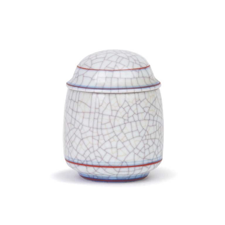 Gary Wornell Studio Pottery Crackle Glaze Porcelain Lidded Pot, circa ...