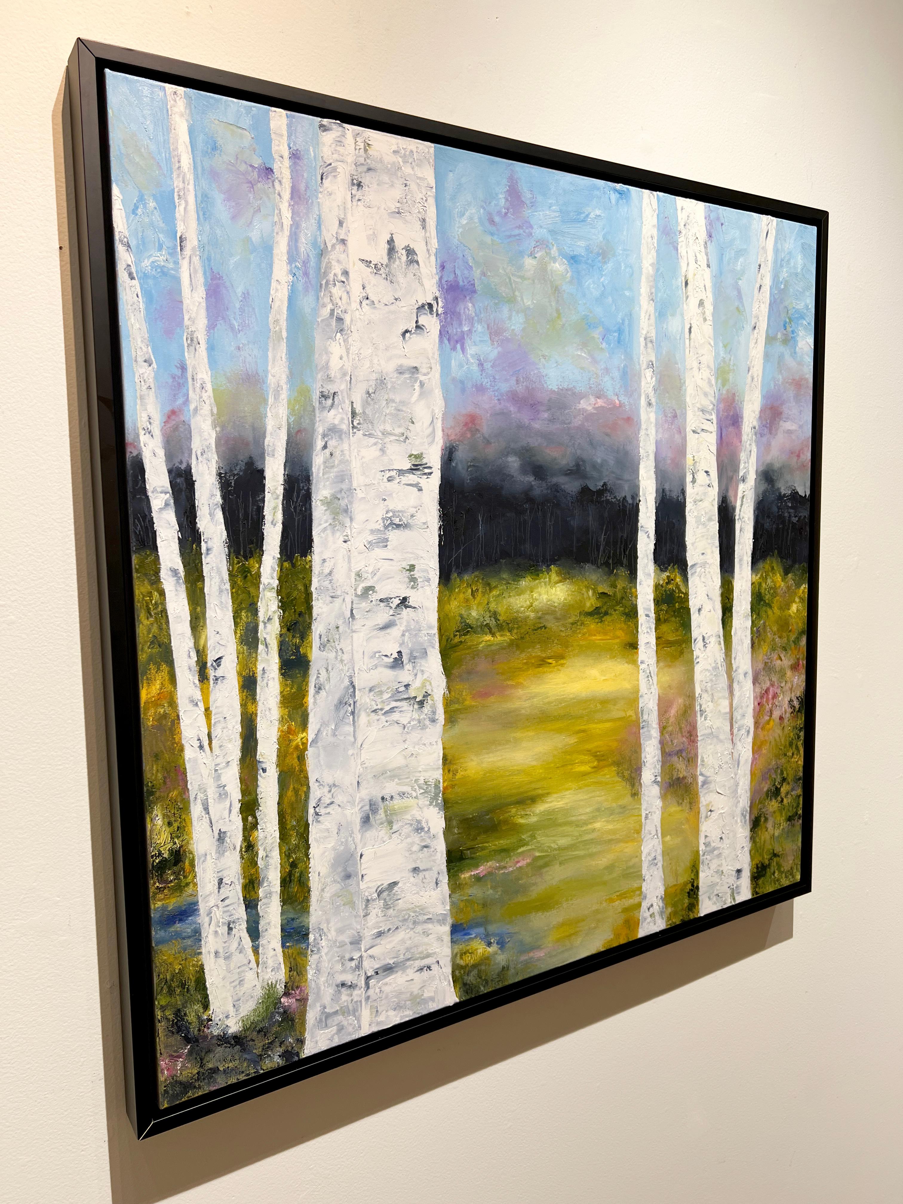 Gary Zack - Gary Zack, "Birch Forest", Colorful Tree Landscape Oil ...