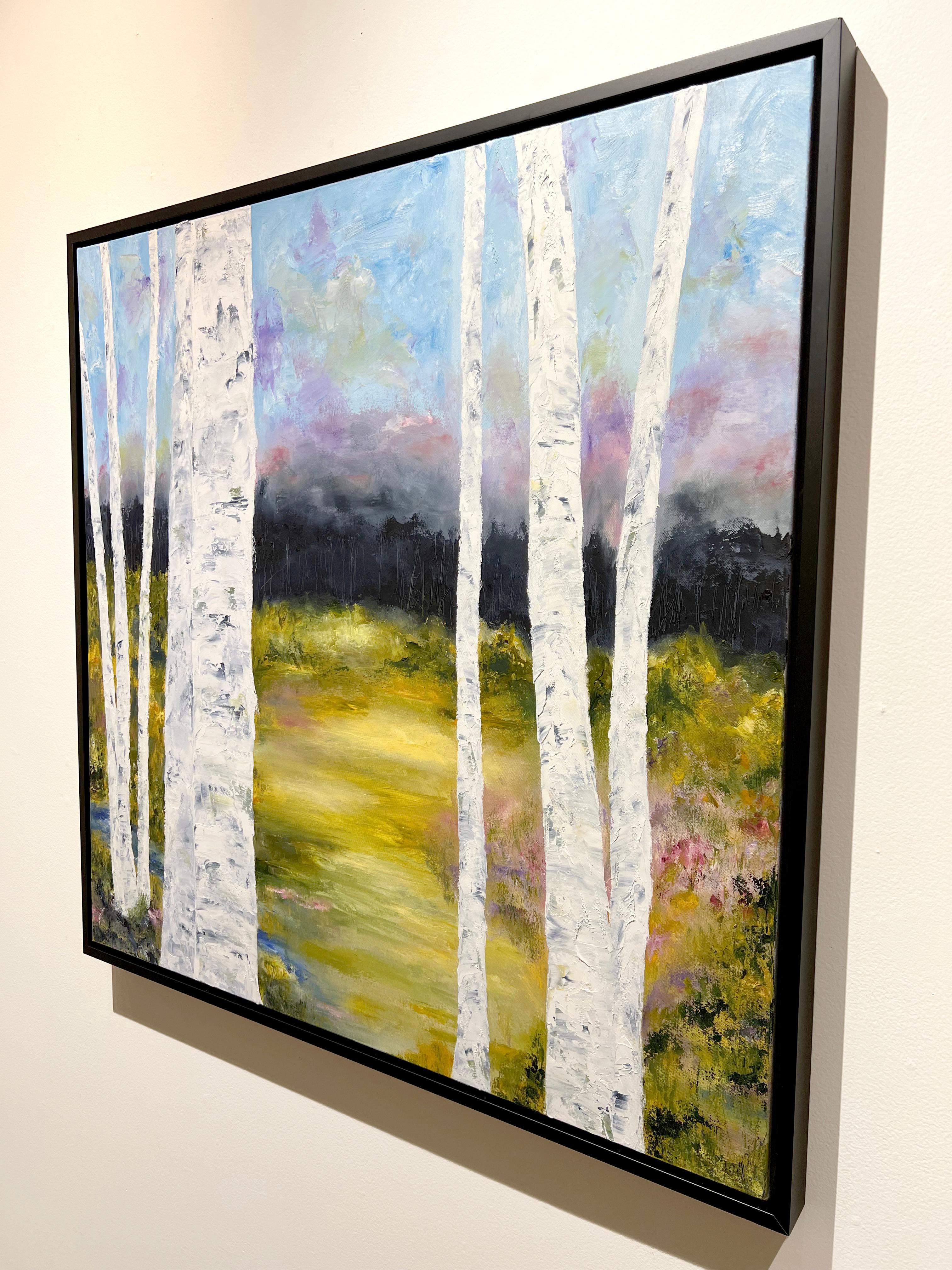 Gary Zack - Gary Zack, "Birch Forest", Colorful Tree Landscape Oil ...