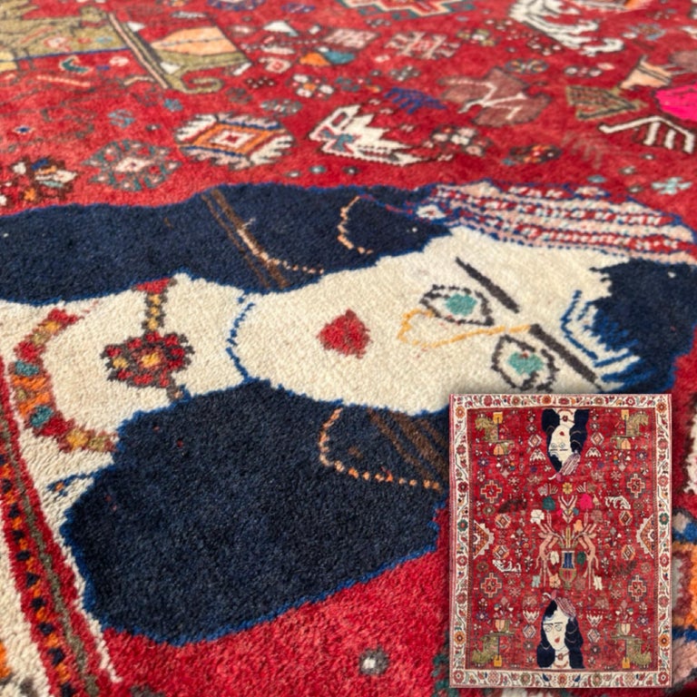 Gashgai Nomad Rug / Figurative Rug circa 1920 For Sale at 1stDibs