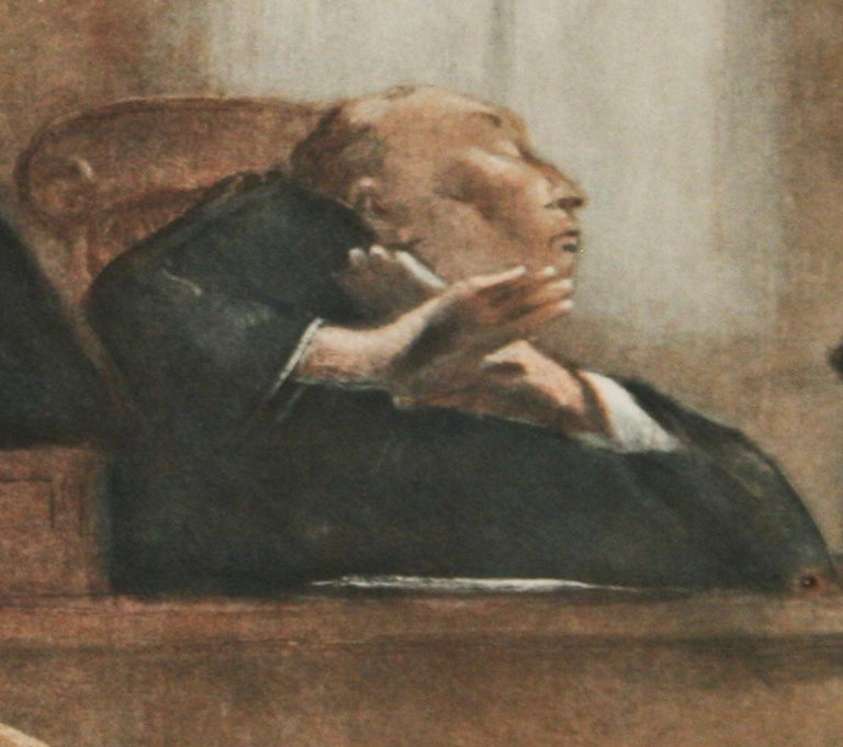 Gaston Hoffmann - Three courtroom scenes original signed etchings by ...