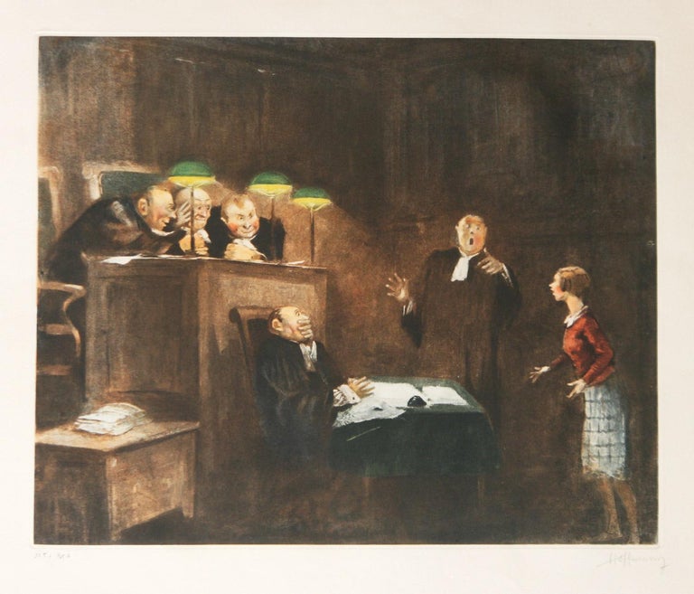 Gaston Hoffmann - Three courtroom scenes original signed etchings by ...