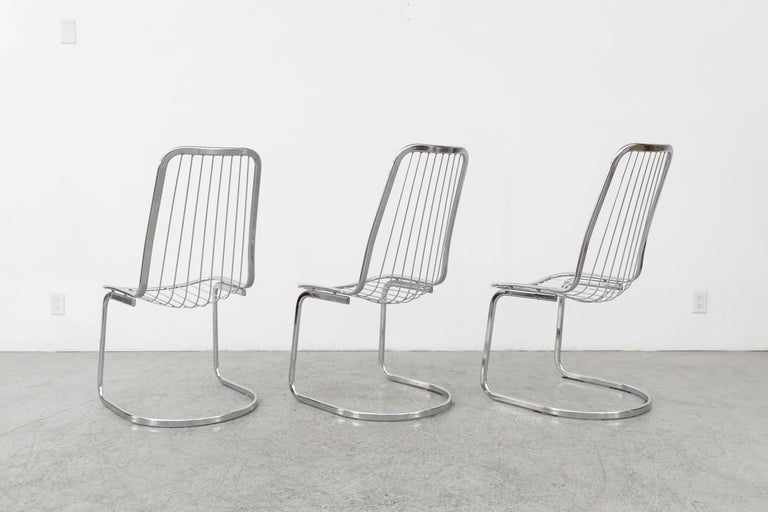 Gastón Rinaldi for RIMA Cantilevered Chrome Seats For Sale at 1stDibs