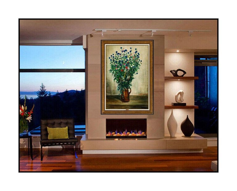 Gaston Sebire - Gaston Sebire Large Original Oil Painting on Canvas Signed Still Life Floral Art ...