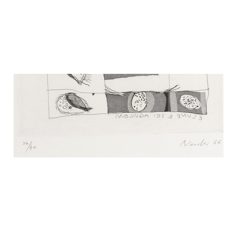 Gastone Novelli - 3 Lune e 6 aquiloni, Etching, Abstract Art, Moon For ...