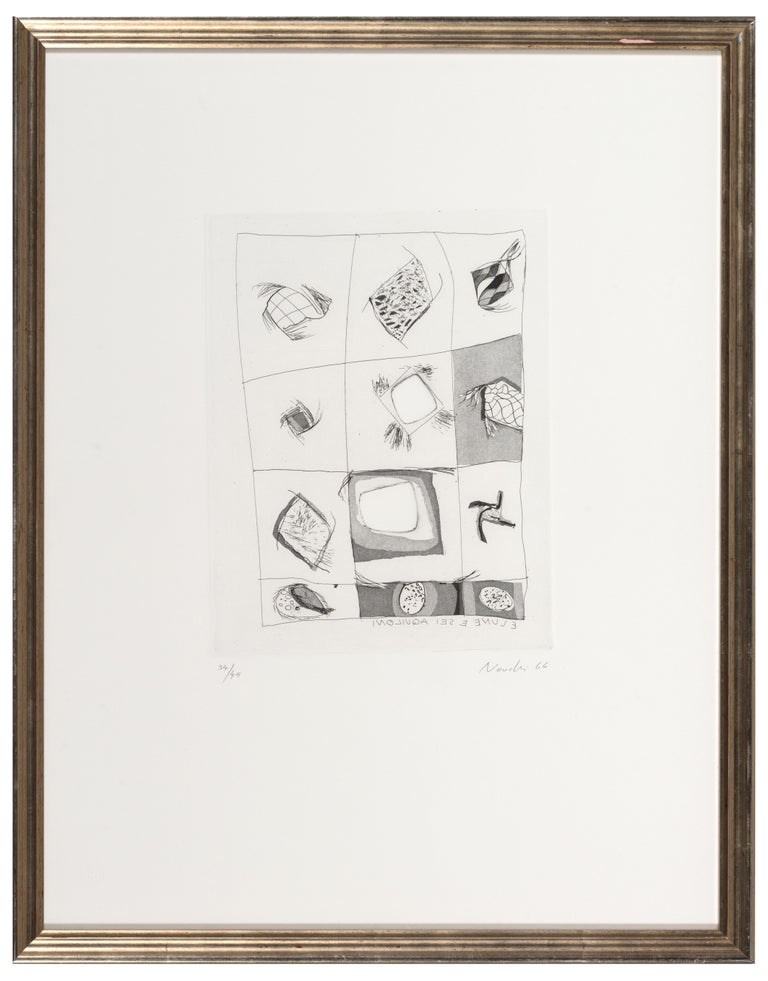 Gastone Novelli - 3 Lune e 6 aquiloni, Etching, Abstract Art, Moon For ...