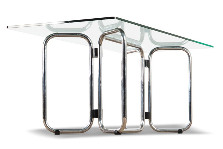 Gastone Rinaldi 1970s Chrome, Glass and Leather Dining Set for Rima ...