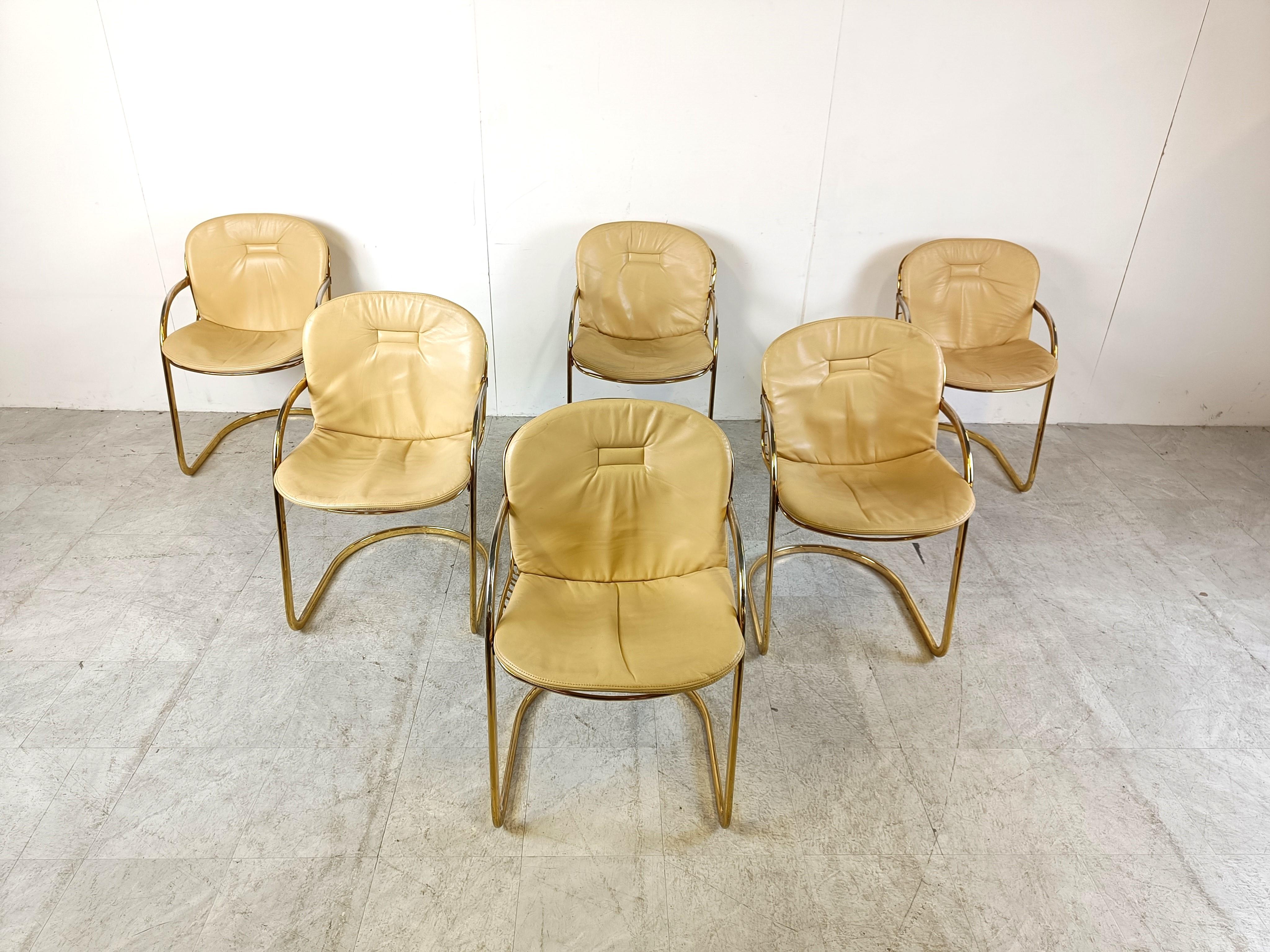 Gastone Rinaldi brass Dining chairs, 1970s - set of 6 For Sale at 1stDibs