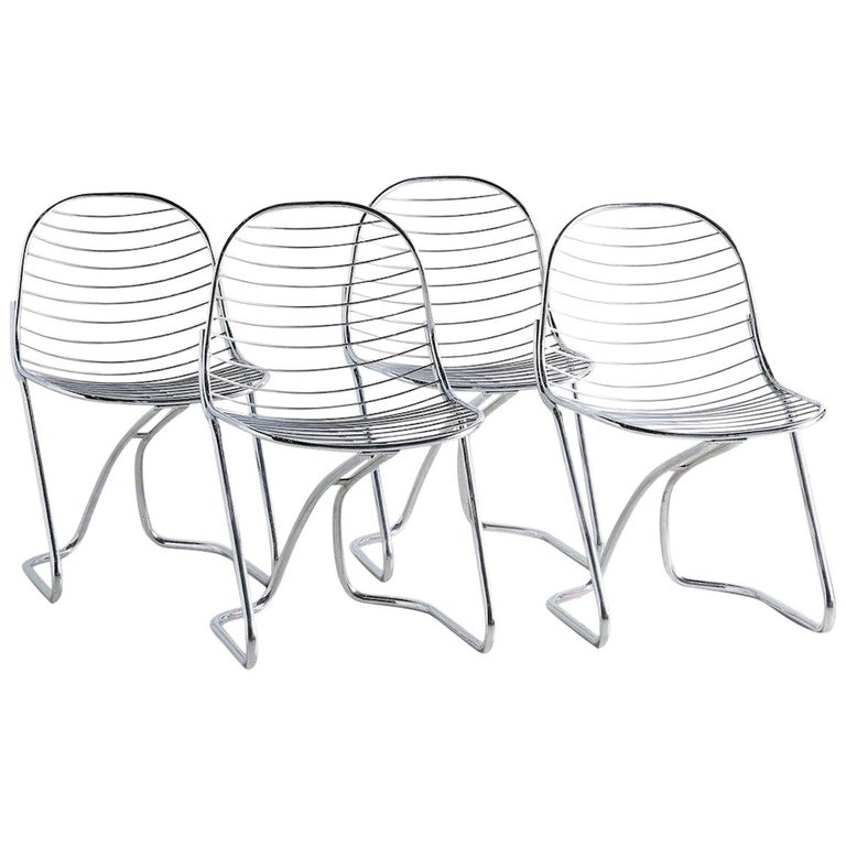 Gastone Rinaldi for RIMA Chrome Dining Chairs, Set of 4 at 1stDibs