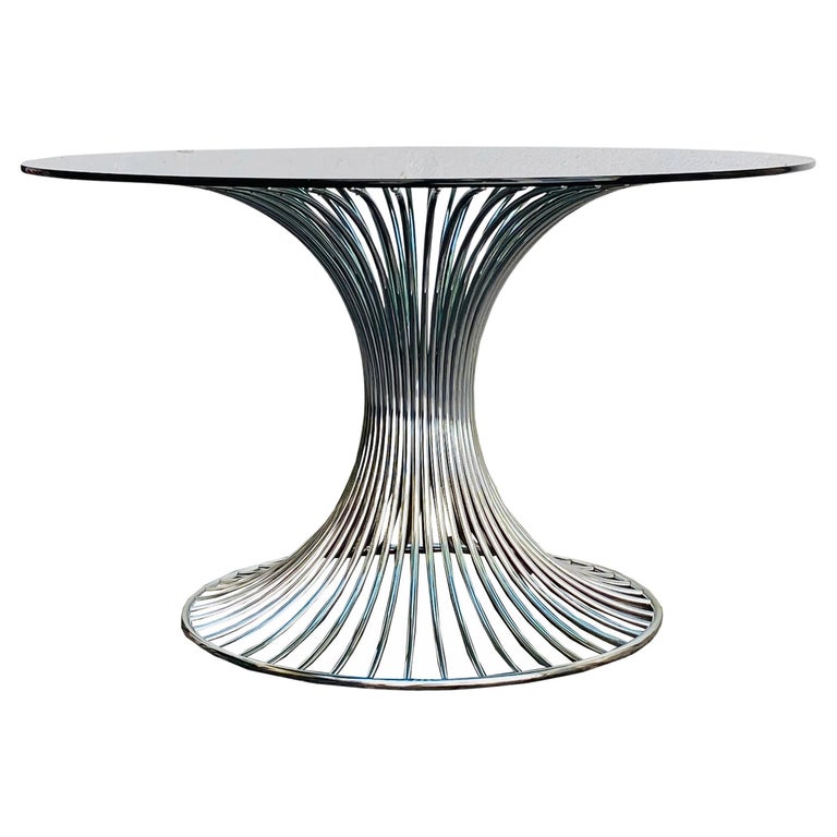 Gastone Rinaldi for Rima Chromed Metal Round Dining Table, 1970s at 1stDibs