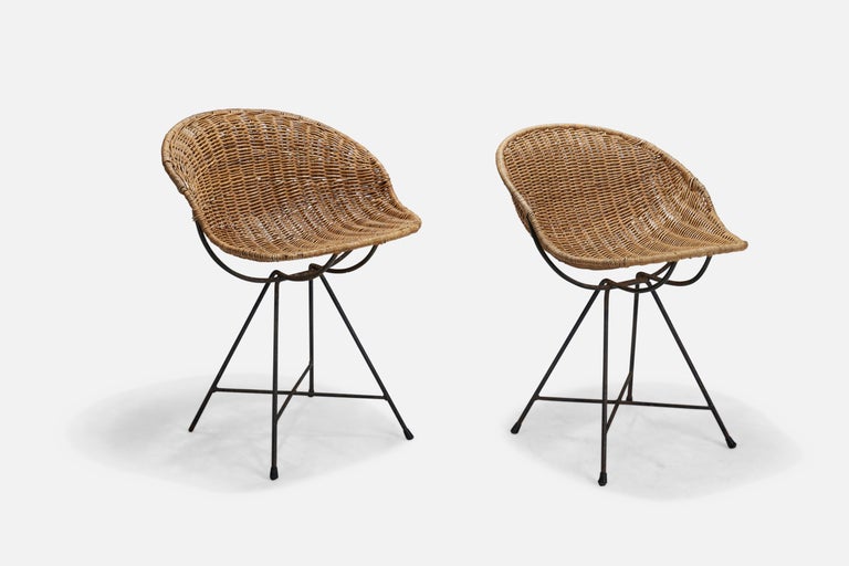 Gastone Rinaldi, Stools, Rattan, Lacquered Metal, RIMA, Italy, 1950s ...