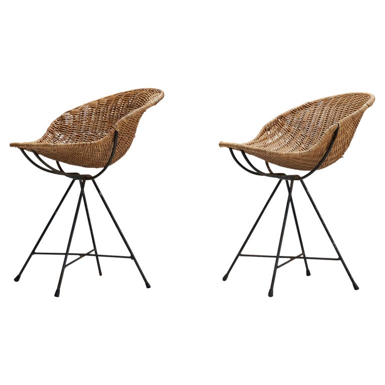 Gastone Rinaldi, Stools, Rattan, Lacquered Metal, RIMA, Italy, 1950s ...