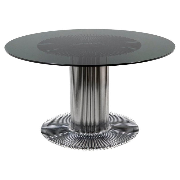 Gastone Rinaldi, Table in Chromed Metal and Smoked Glass, 1970s For ...
