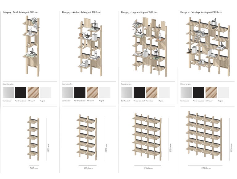 Scandinavian rack "GATE" shelves, 1500mm handcrafted natural wood by Svitanok For Sale at 1stDibs