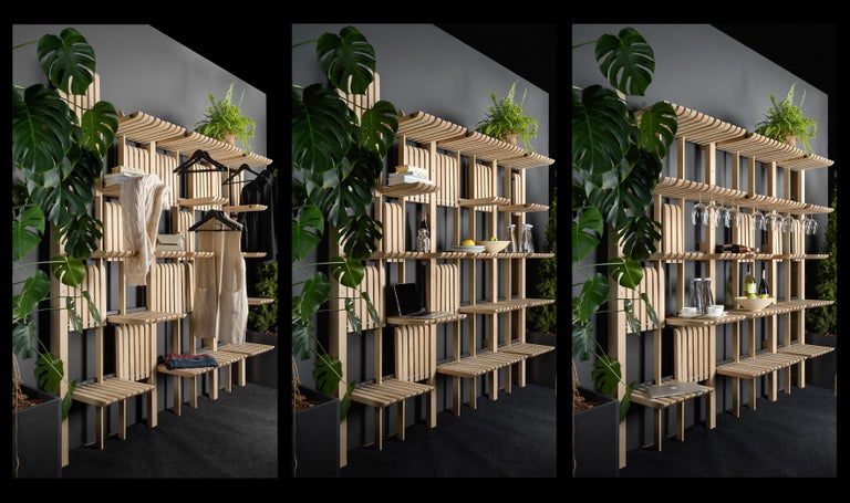 "GATE" shelves system, 1500mm edition, handcrafted natural ash wood For ...