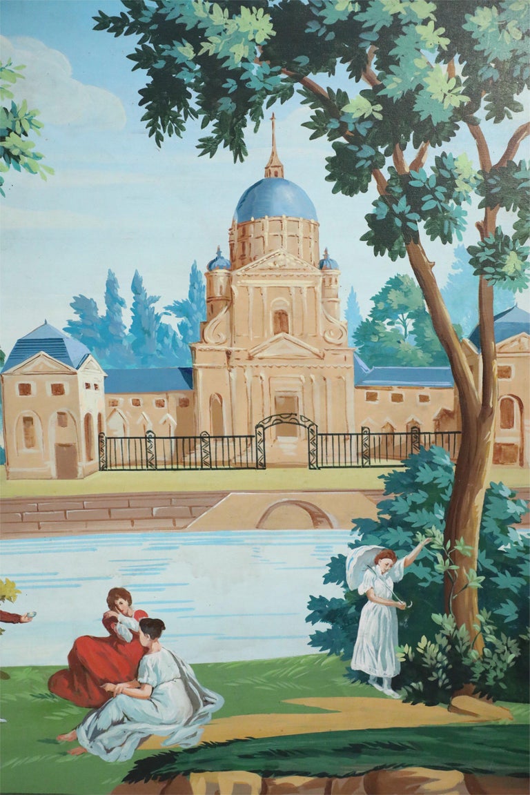 Gathering at the Riverbank Oil Painting on Canvas For Sale at 1stDibs